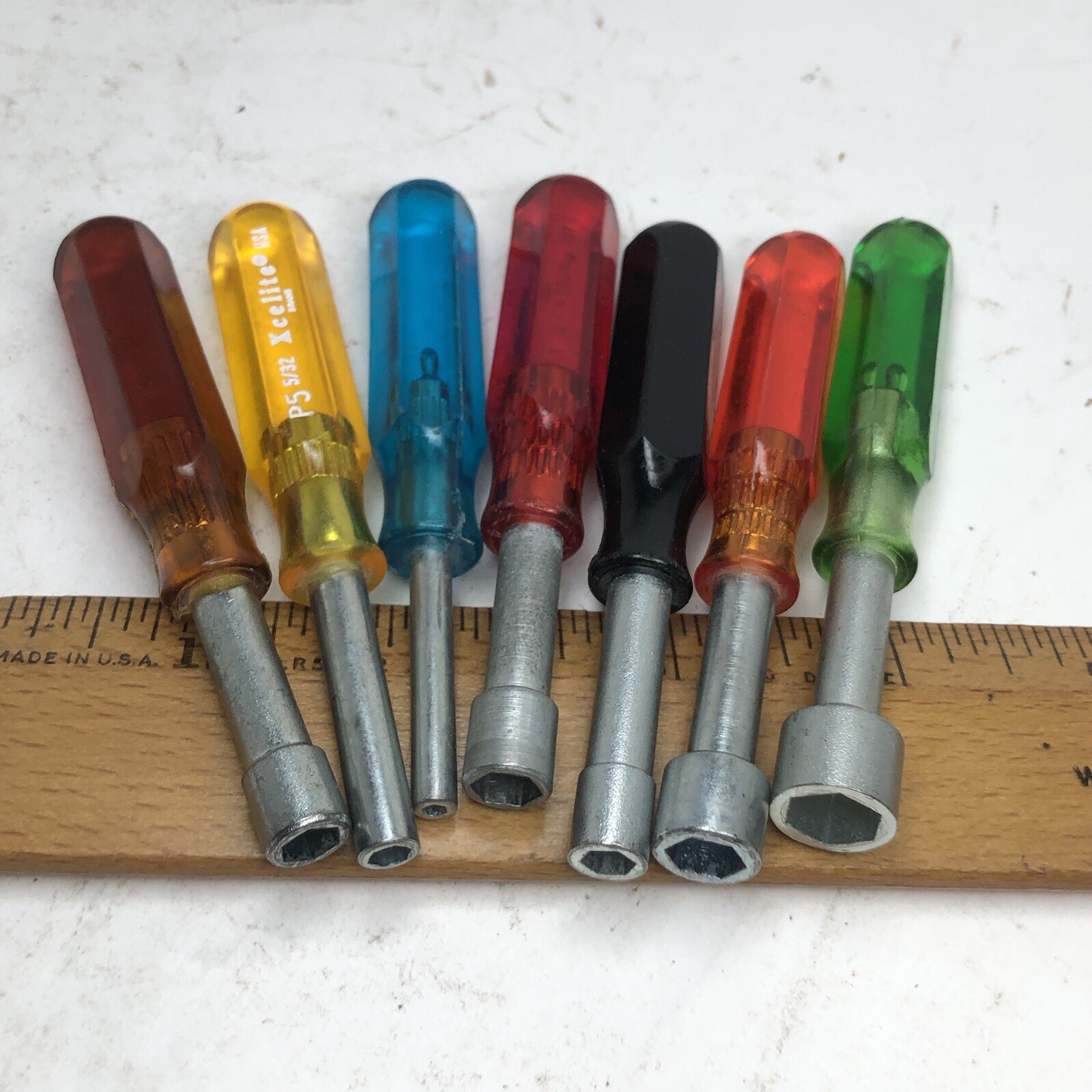 Vintage Lot of (7) XceLite SAE Mini Nut Driver Nutdriver Set Made in ...