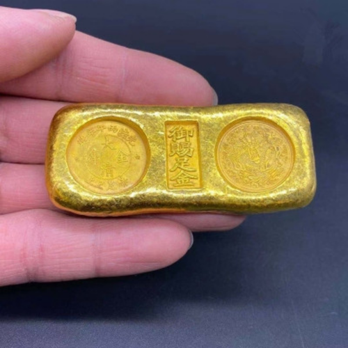Exquisite Antique Gold Bar Pure Copper Solid Antique Gold Ingot Qing ...