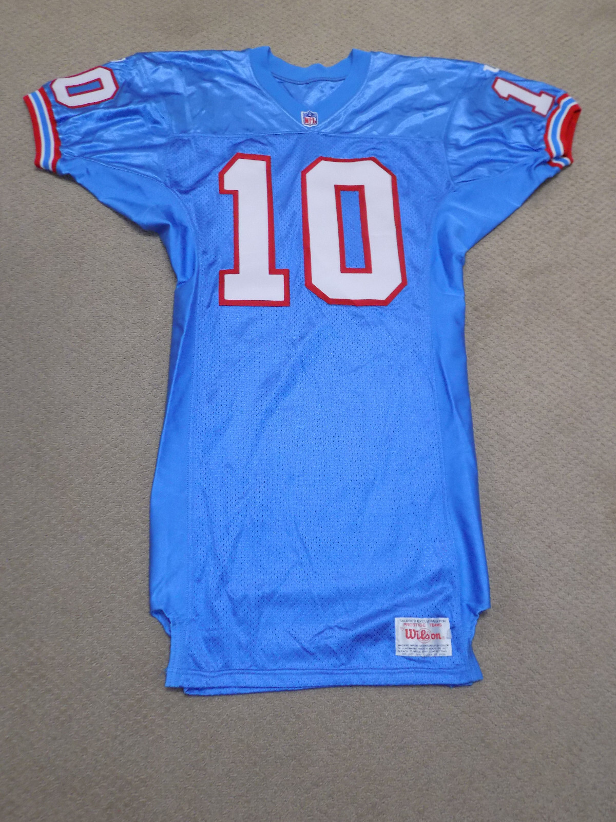 Houston Tennessee Oilers Wilson Blue Game Worn Jersey 1996-97 #10 | eBay
