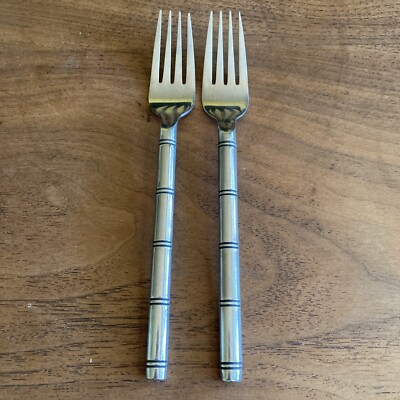 Pier 1 PII23 Stainless Bamboo Dinner Fork Lot Handle Silverware ...