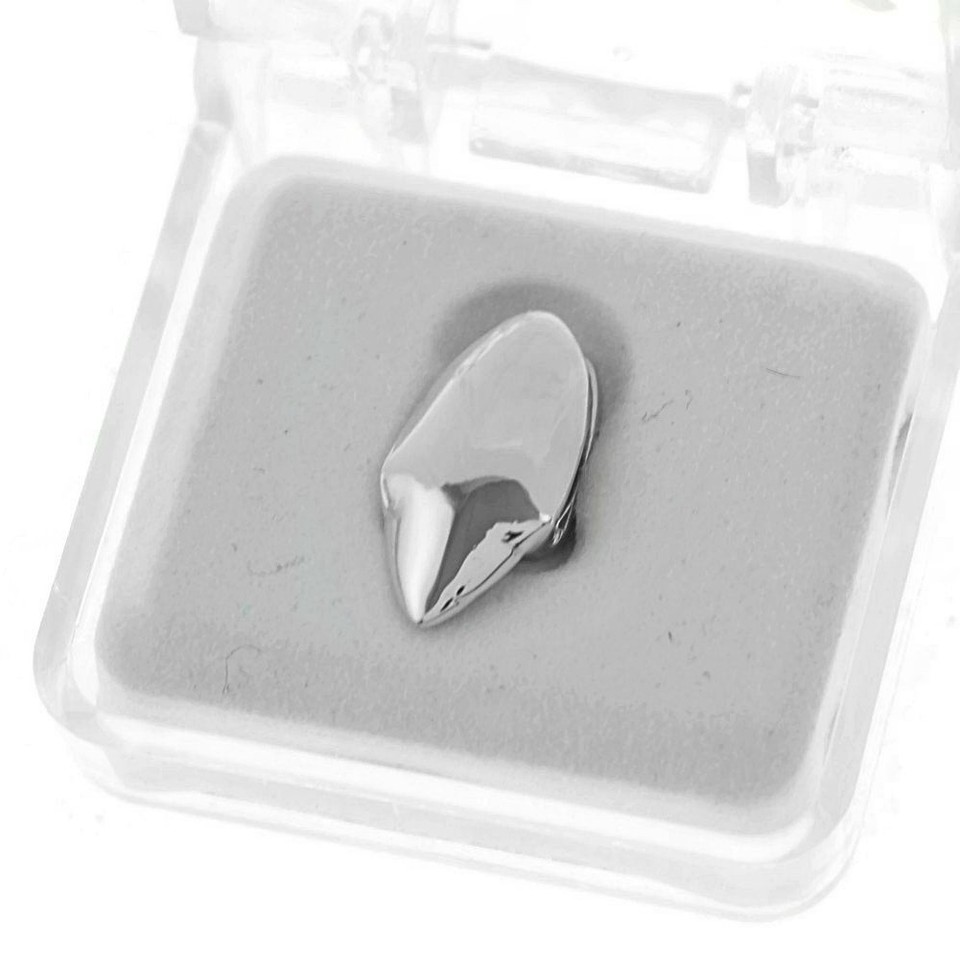 Vampire Fang Set Silver Tone 2 Canine K9 Dracula Fangs And Two Bottom ...