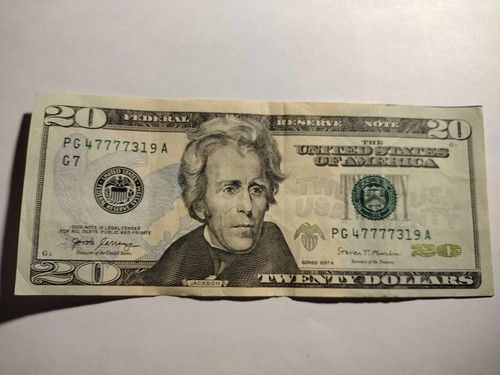 fancy serial number 20 dollar bill 7s quad 7s 4 sevens | eBay