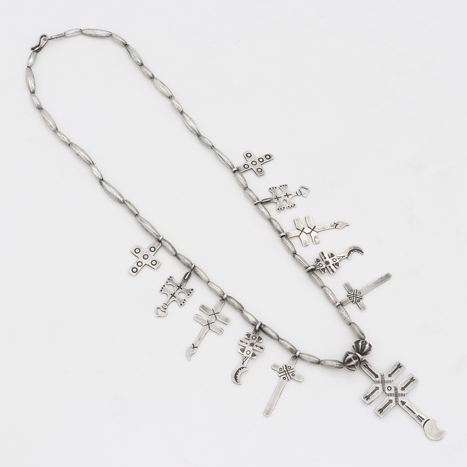 Vtg Native American Sterling Silver Isleta Cross Necklace 26 inch | eBay