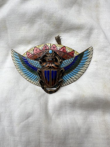 1920s 30s Art deco Scarab Bettle Belt Buckle Antique enamel Egypt ...