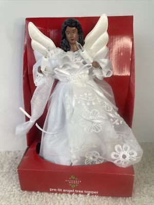 Pre-Lit Angel Tree Topper New in Box by December Home Porcelain head ...