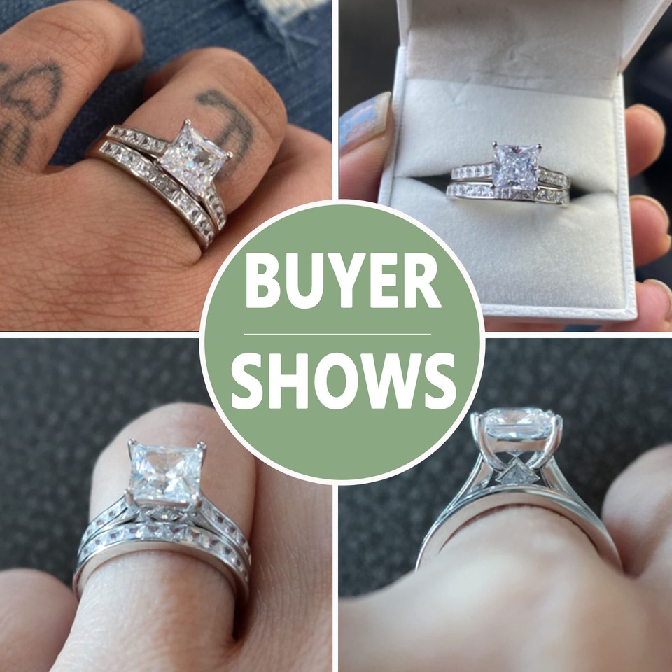 2Carat Princess Cut Cut Promise Ring Sterling Silver Engagement Wedding ...