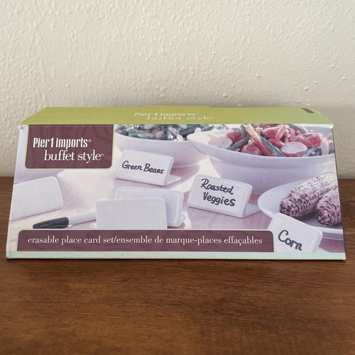 PIER 1 Food for Thought Set of 6 Erasable Buffet White Ceramic Place ...