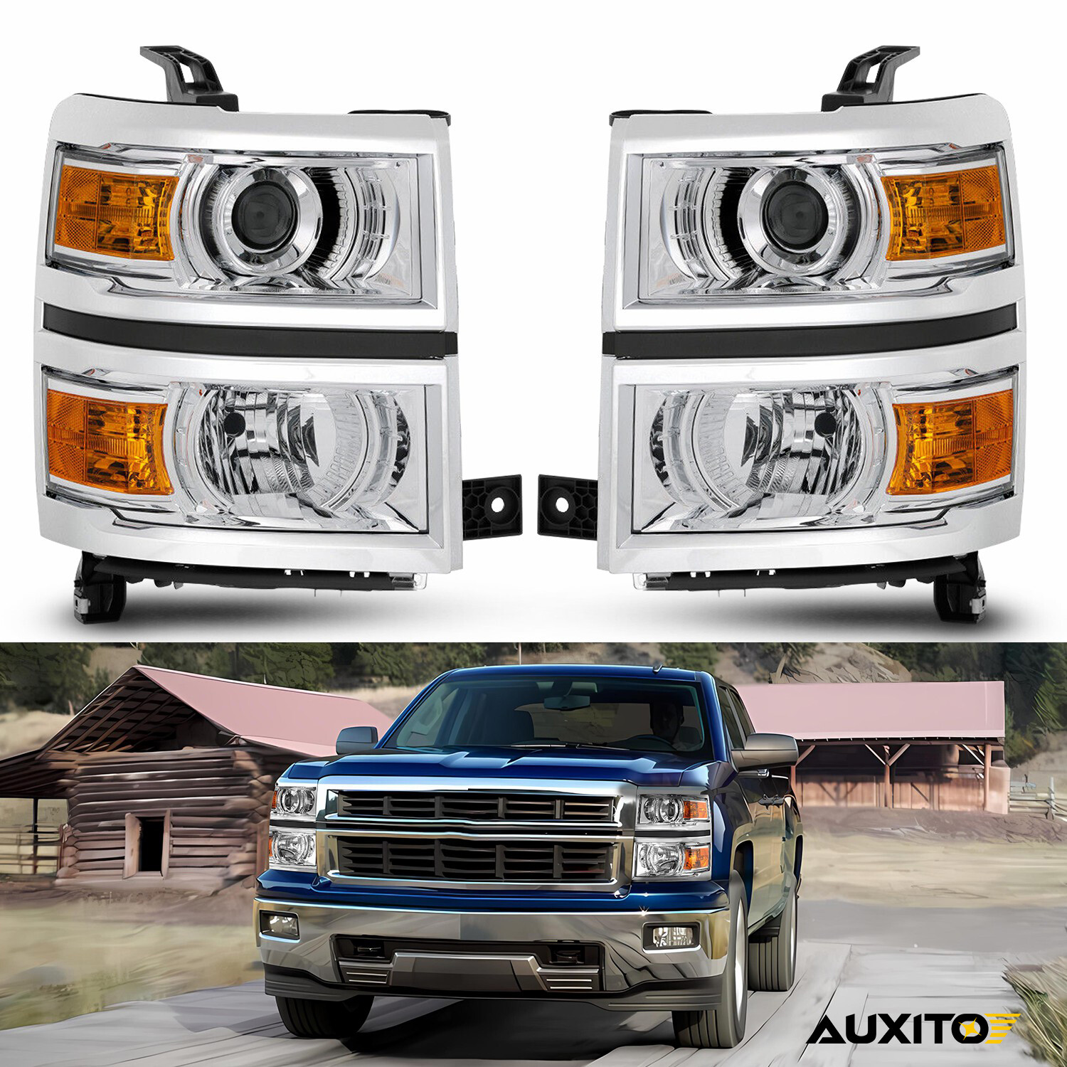 For 2014-2015 Chevy Silverado 1500 14 Chrome Clear 15 Projector Head ...