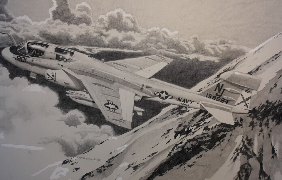 Military Navy Jet Pencil Drawing Illustration Dick Kramer Original 1983 ...