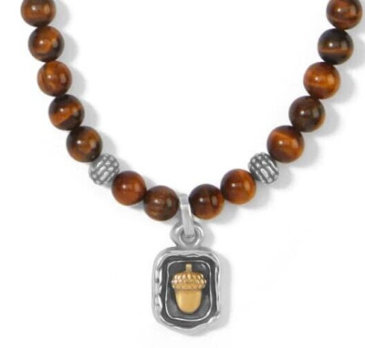 NWTag Brighton Ferrara VIRTUE BEAD ACORN Pendant Tiger Eye Necklace ...