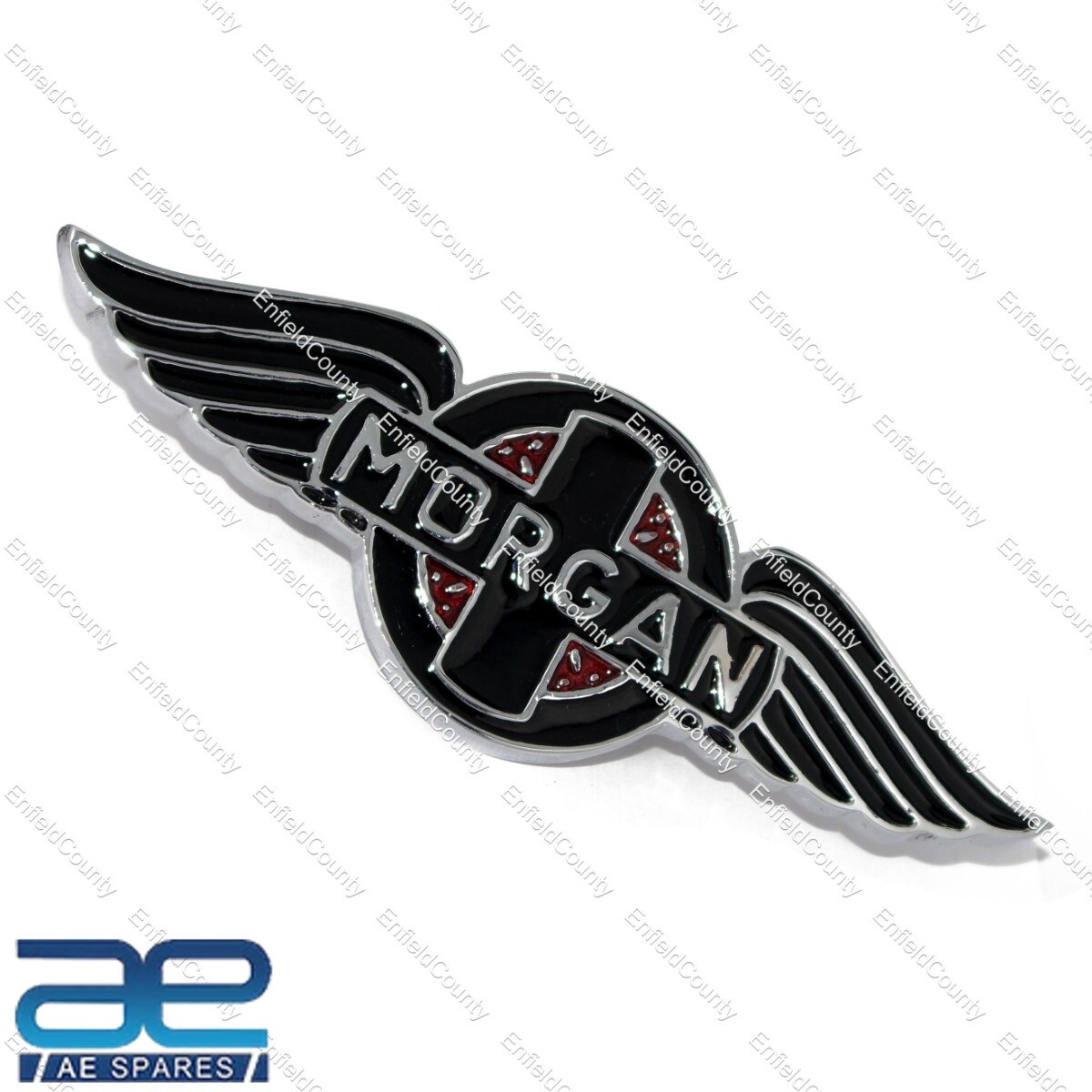 VINTAGE MORGAN CARS CAR METAL BONNET HOOD BADGE EMBLEM BLACK & CHROME ...