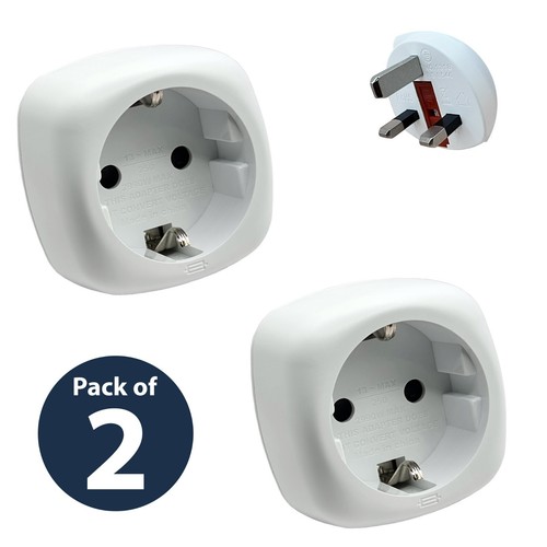 EU to UK Plug Adapter | Converts Euro 2 pin Schuko to UK Mains 3 Pin ...