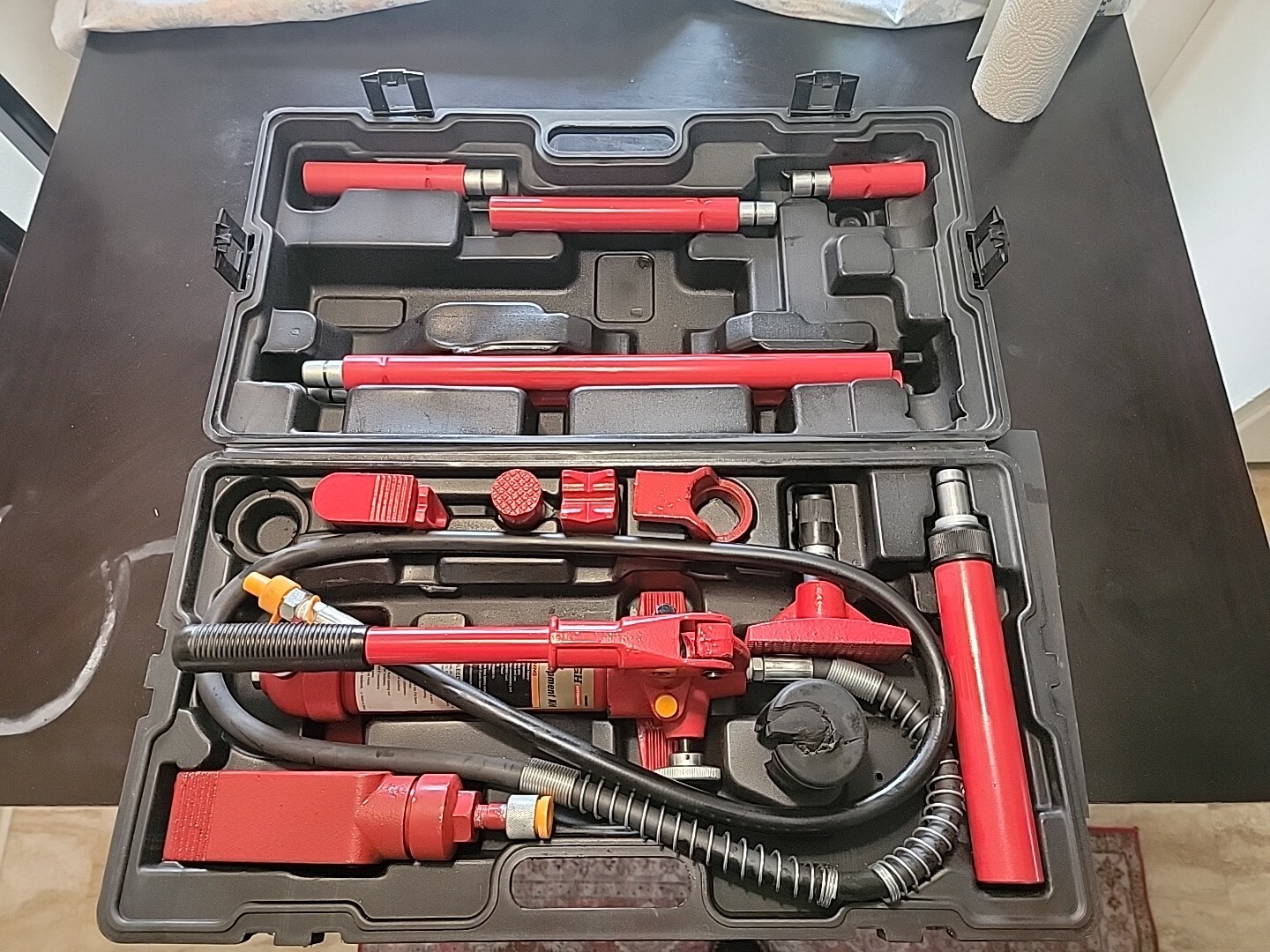 4 TON HEAVY DUTY PORTABLE HYDRAULIC EQUIPMENT KIT RAMP PUMP AUTO BODY ...