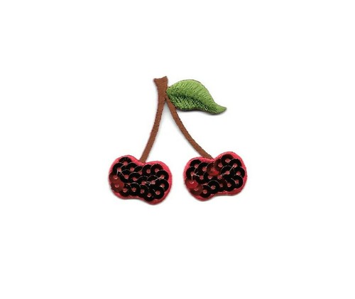 Cherry - Cherries - Fruit - Sequin Embroidered Iron On Applique Patch - Crafts | eBay