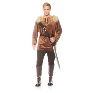 Medieval Huntsman Costume 3Pc Brown Velour & Faux Fur Tunic Pants ...