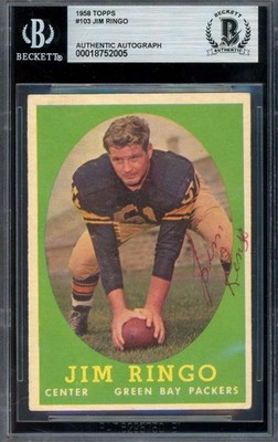 Jim Ringo Beckett BAS Vintage Signed 1958 Topps Autograph | eBay