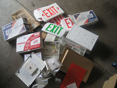 HUGE Exit Sign LOT Face Plates, Housings, Mounting Kits, Lithonia ...