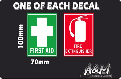Fire & First Aid Sticker 70mmx100mm Decal OHS WHS Car Window Work Ute ...