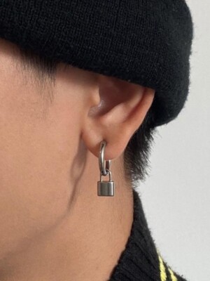 Drop-Dangle Lock Design Party Single-Side Earrings For Men's In 10K ...