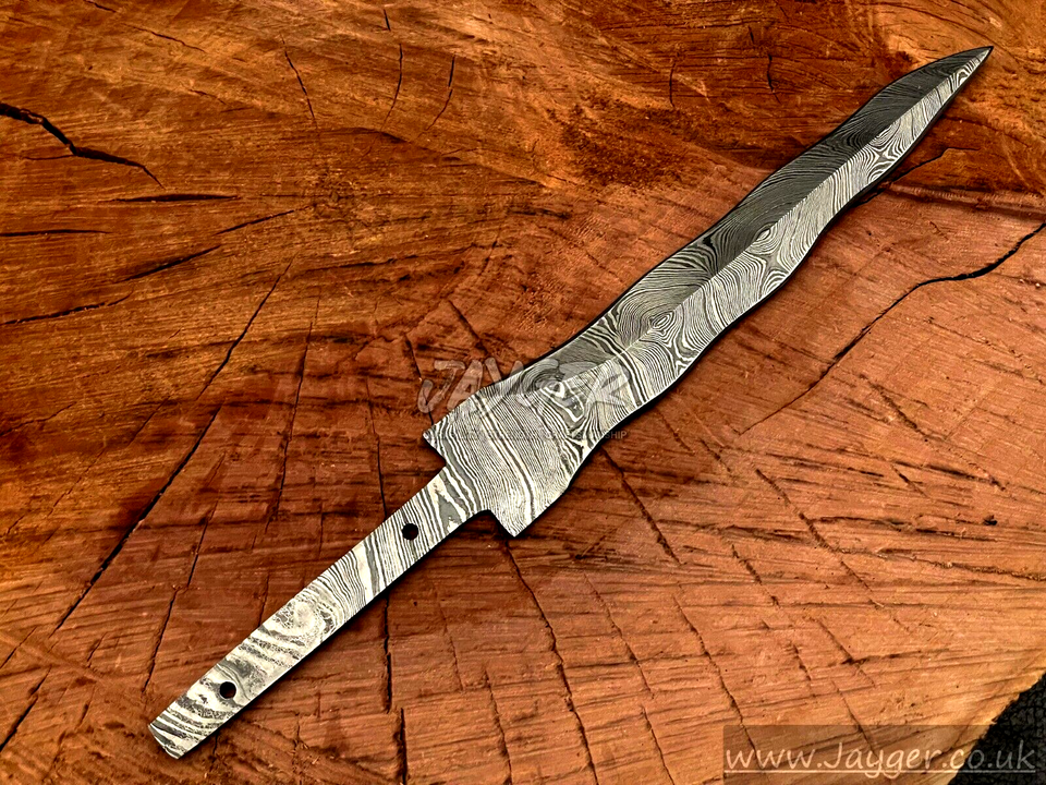Handmade Damascus Steel Double Edge-Kriss Blank Blade-Wavey Knife blade-Jayger | eBay