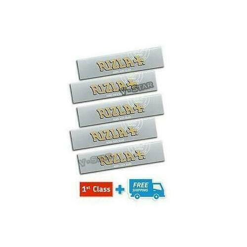 RIZLA KING SIZE SILVER ROLLING PAPERS & RAW HEMP NATURAL UNREFINED TIPS ...