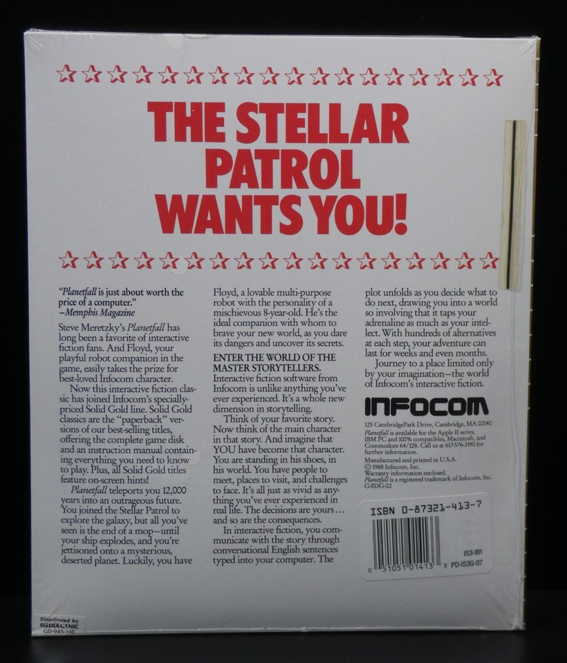 PLANETFALL Infocom PC Game New Factory Sealed Handsome Condition | eBay