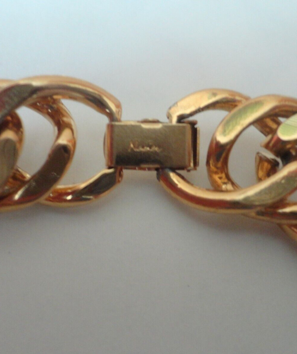 VINTAGE NAPIER HEAVY GOLD TONE CHAIN LINK 18" NECKLAC… - Gem