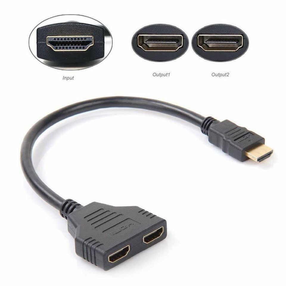 New 1X HDMI Male to 2X HDMI Female Y Splitter Switch Adapter Cable ...