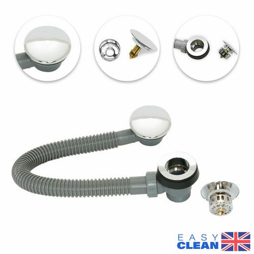 EASYCLEAN SPRUNG PLUG BATH WASTE POP UP CLICK CLACK OVERFLOW CHROME ...