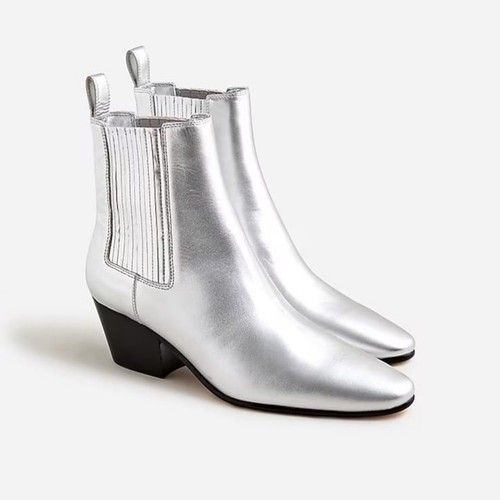 J. Crew Piper Ankle Boots in Metallic Leather Size 6 | eBay