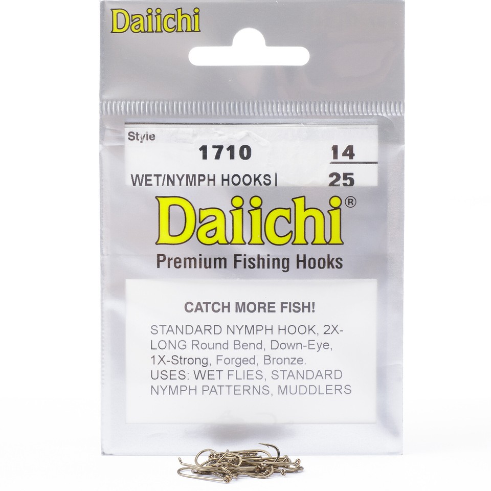 Daiichi 1710 Wet/Nymph Hooks - 25 Pack - All Sizes - Free Shipping ...