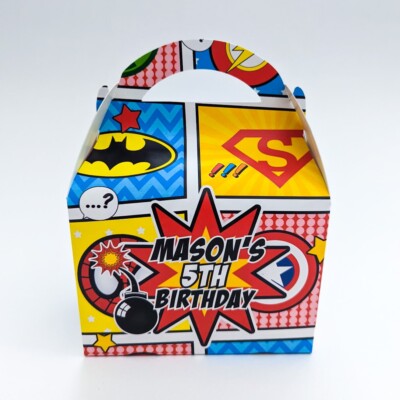 Marvel Superhero Comic Children's Personalised Party Boxes Favour | eBay UK