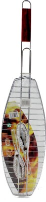 Fish Broiler Griller Oval Shape Chromed Metal Long Handle Campfire BBQ ...