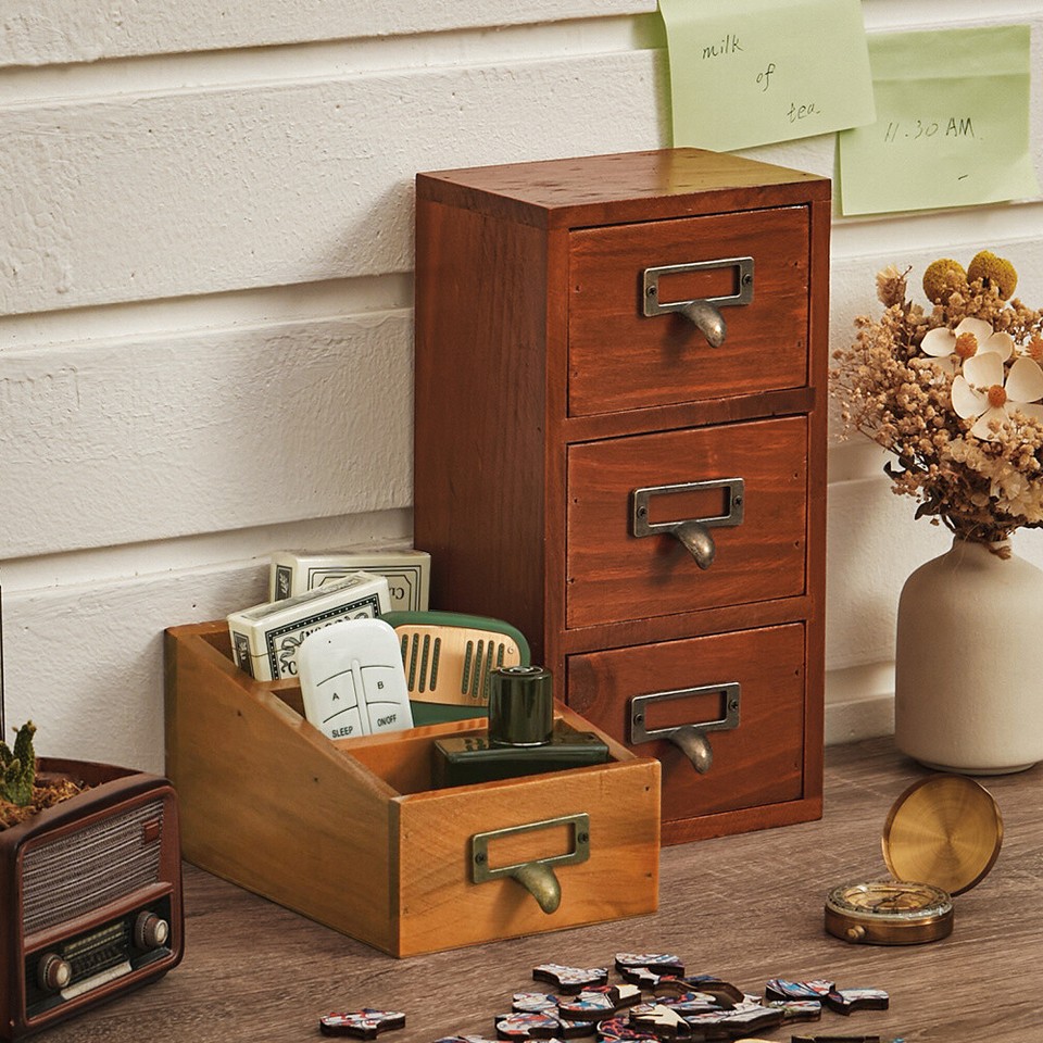 Solid Pine Wood Cabinet Jewelry Box Case Desktop Tidy Shelf Storage ...