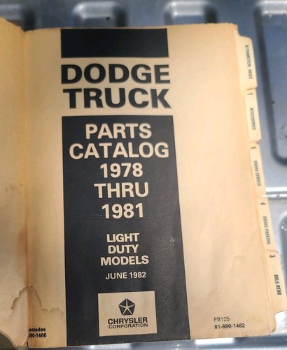 Chrysler Mopar Parts List Catalog | 1978 - 1981 Dodge | Plymouth Light ...