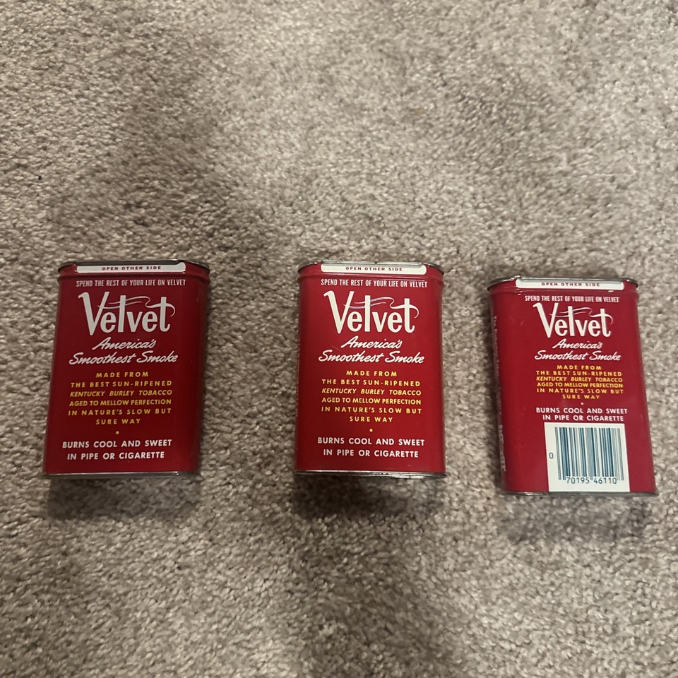 Vintage Velvet Pipe And Cigarette Tobacco Tin - LOT OF 3 | eBay