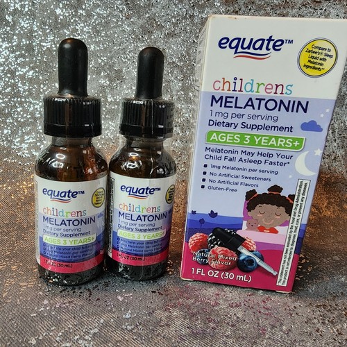 2x LOT Equate Children’s Melatonin Mixed Berry Flavor Ages 3+ 1 Fl Oz ...