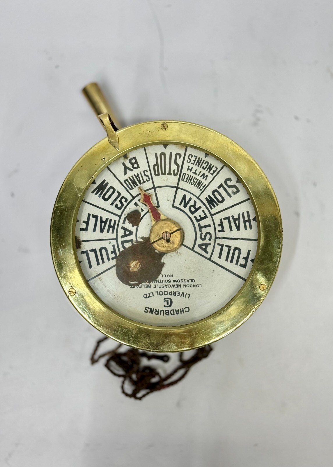 Original Brass Iron Chadburns Liverpool Ltd. London Ship Wall Telegraph ...