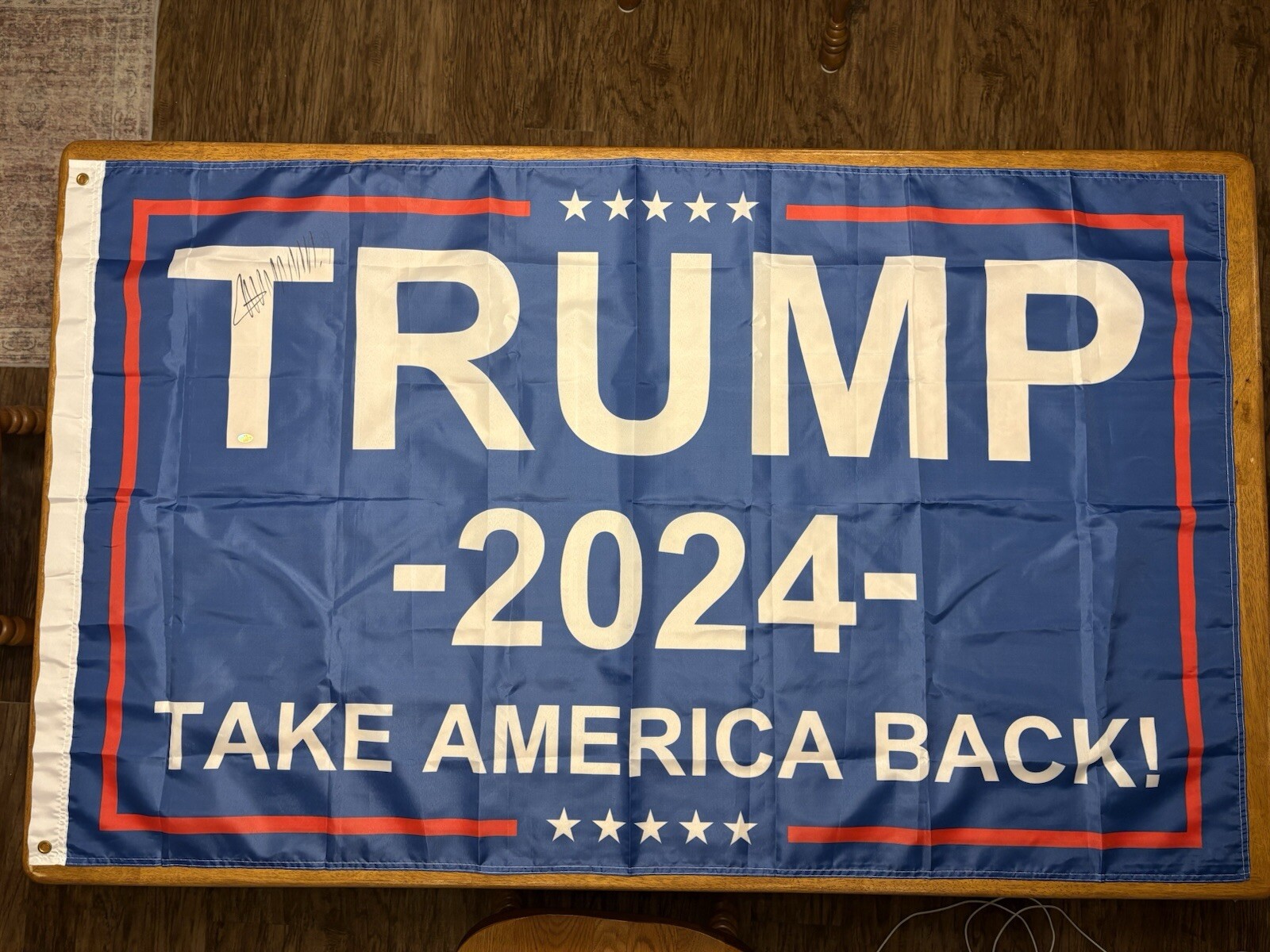 Donald Trump Signed Autographed Flag w/COA Take America Back 2024 MAGA ...