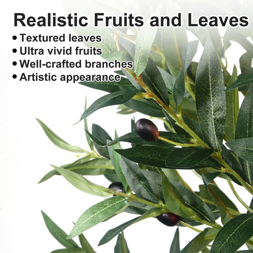 7FT Large Artificial Olive Tree Faux Realistic Olive Plant with Fruits ...