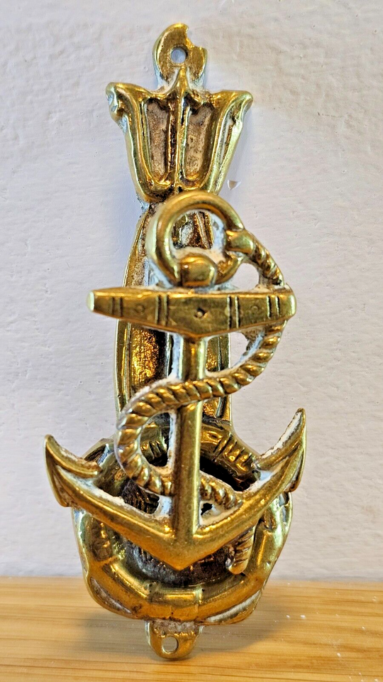 Door Knocker Vintage Nautical Solid Brass Ship Anchor Rope Design Boat ...
