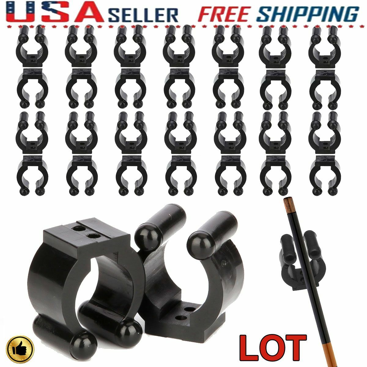10-50pcs Wall Mounted Fishing Rod Storage Clips Clamps Holder Rack ...