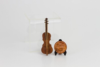 Vintage Miniature Handmade Wood and Metal Violin, Dollhouse, Diorama ...