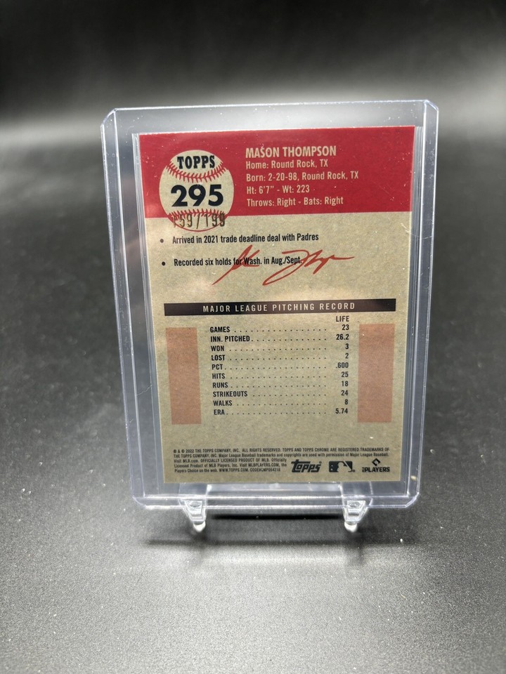 Mason Thompson Rookie 2022 Topps Chrome Platinum Anniversary RC Blue ...