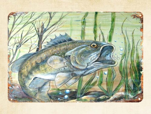 large mouth bass fishing metal restaurant pub tin signs | eBay