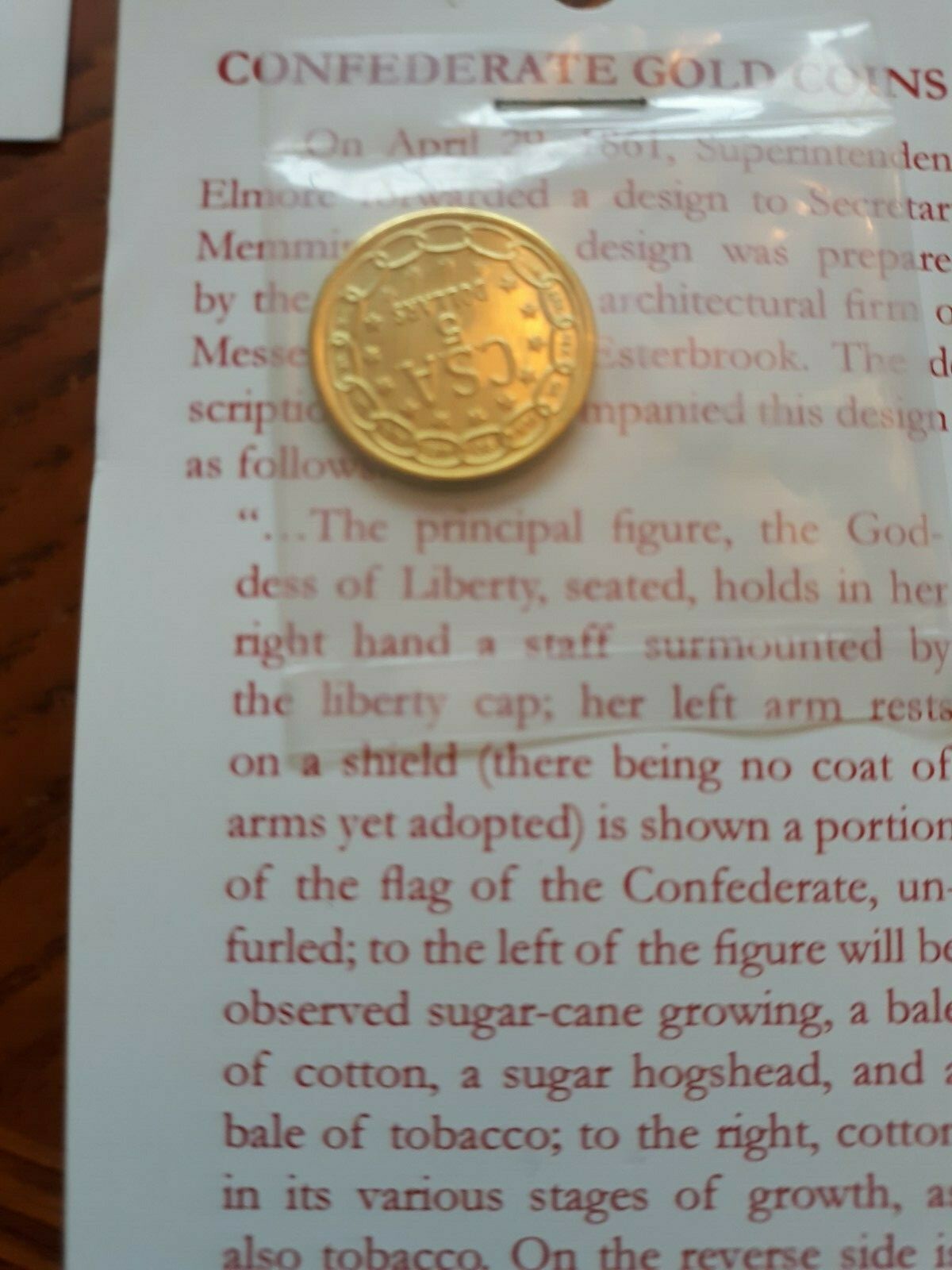 1861 Confederate States of America $5 Gold Coin RESTRIKE CSA Civil War ...