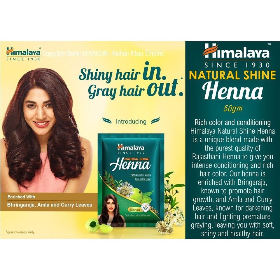 5X Himalaya Natural Shine Henna Mehandi Powder -Hair Color 50g Pack ...
