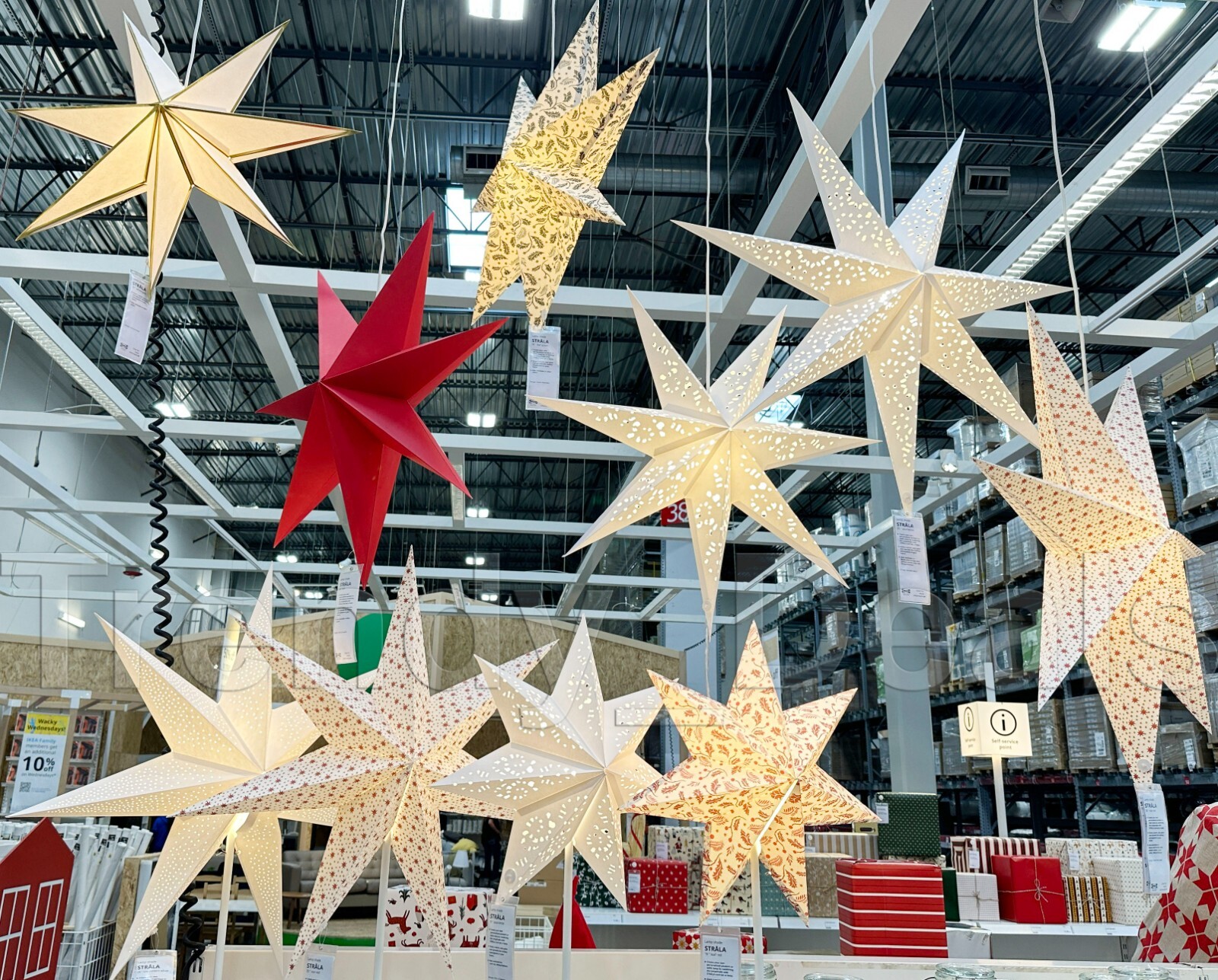 Ikea STRALA Star Light Pendant Table Lamp Shade Snowflake, White/Red ...