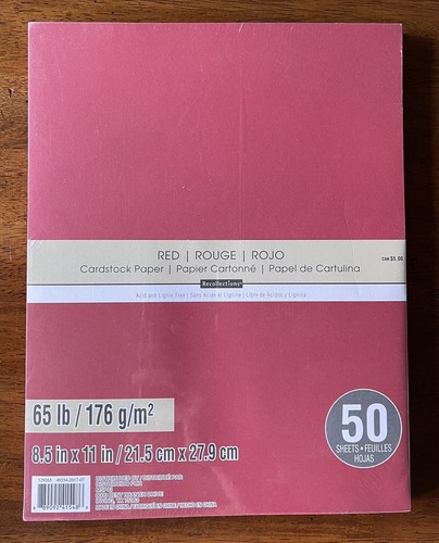 Recollections 50 Sheets 65 lb Cardstock Paper - 8 1/2” x 11” - RED ...