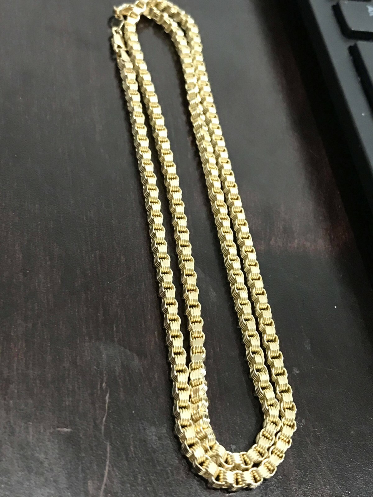 Real 10k yellow gold 3mm square Franco box byzantine chain 24 inch NEW ...
